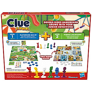 Clue Junior Board Game | 2-Sided Gameboard, 2 Games in 1 | 2 to 6 Players | Mystery Games for Kids | Back to School Gifts | Classroom Preschool Games | Ages 4+