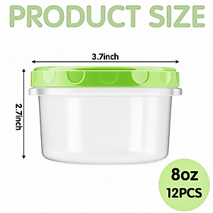 ZILAMGOO 12-pack 8oz/250ml Reusable Small Freezer Containers with screw lid leakproof, Airtight, Stackable