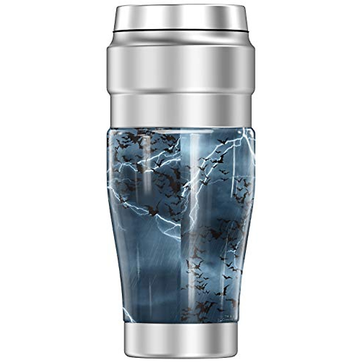 THERMOS Batman Stormy Knight Lightning, STAINLESS KING Stainless Steel Travel Tumbler, Vacuum insulated & Double Wall, 16oz