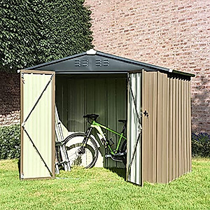 Catrimown 8' x 6' Outdoor Storage Sheds, Metal Utility Storage House for Backyard Patio Furniture Garden Lawn Tool, with Lockable Door