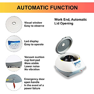 Jackson Global JS-TC-SPINPLUS-8 Digital Bench-top Centrifuge | 400-5000rpm (Max. 3074xg) | LCD Display | Includes 15ML X 8 Rotor