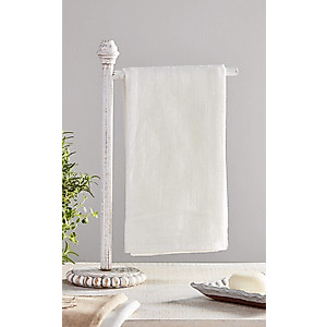 Mud Pie White Wood Beaded Towel Holder, 16.5" x 9"
