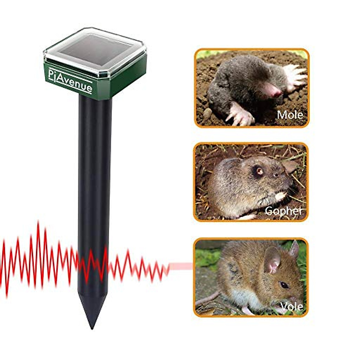 Solar Mole Repeller Ultrasonic Outdoor - Pest Control Rodent Repellent - Groundhog Repellent Snake Rodent Gopher Spikes Chaser Pest Control (4)