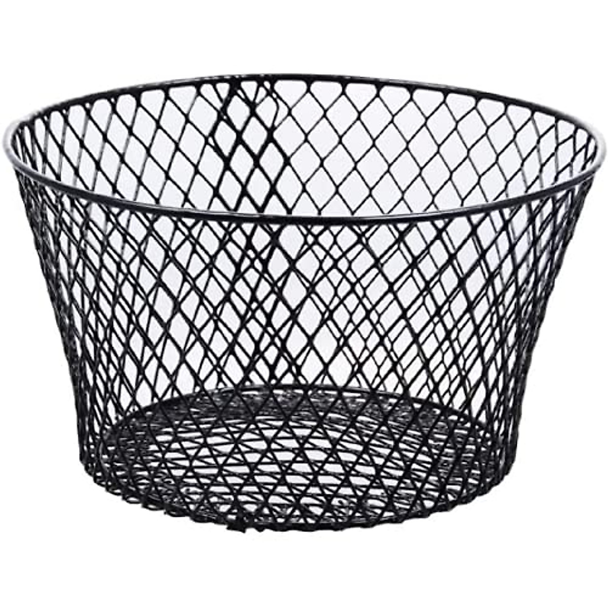 PROSPERITY DEVINE Small Vinyl-Coated Black Wire Baskets 2( Round) & 2(Oval) Wire Mesh Waste Basket for Organizing, Storage, Office, Class Rooms and More