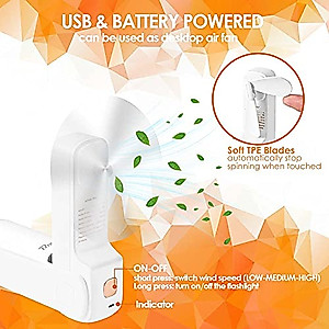 BRILLIRARE Handheld Fan, 3 IN 1 Portable Personal Fans with Power Bank&Flashlight, Mini Foldable Pocket Desk Fan, USB Rechargeable Battery Operated, 8-24 Work Hours for Travel Camping, White