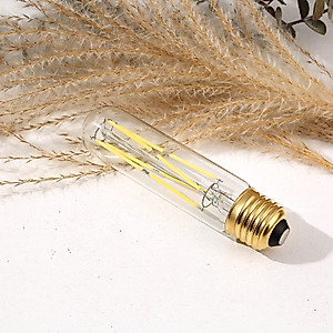 CREATE BRIGHT Candelabra Led Light Bulbs T10 Tubular Edison LED Filament Bulb 8W E26 Daylight White 5000K,Clear Glass,960LM,6 Pack