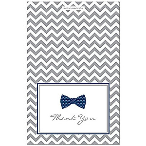50 Cnt Little Man Bow Tie Baby Shower Thank You Cards (Navy)