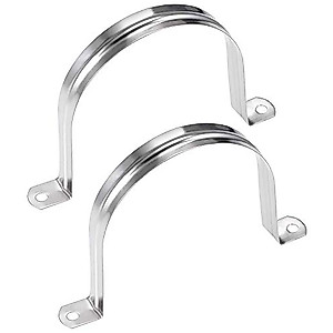 6 Inch Two Hole Strap U Bracket, Stainless Steel Tube Strap Tension Clip Assortment Kit Heavy Duty Rigid Pipe Strap Clamp For The Inner Diameter of Water Pipe is 6 Inch (185mm)