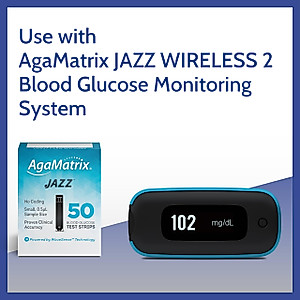 AgaMatrix Jazz Blood Glucose Test Strips, 100 Count Test Strips for Diabetes | Use with AgaMatrix Jazz Wireless 2 Blood Glucose Monitor Only