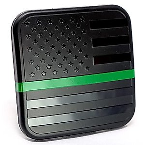 eVerHITCH American Flag Hitch Cover Plug (Fits 2" Receiver, Black with Green Line)
