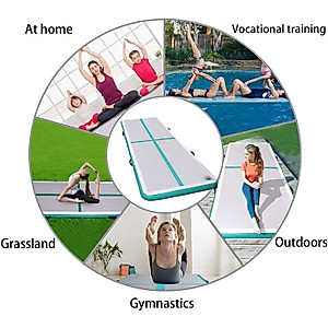 Toppay Tumbling Air Track Inflatable Gym Mat Training Air Floor (Green, 4Mx1Mx0.1M)