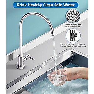 Drinking Water Faucet for Kitchen,100% Lead-Free Reverse Osmosis Faucet,Stainless Steel Kitchen Filtered Water Faucet,Brushed Nickel RO Faucet with Longer Thread Pipe