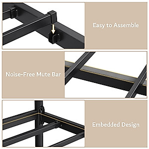 iPormis Full Size Metal Bed Frame with Leather Headboard, Heavy-Duty Platform Bed Frame, Thicker Metal Steel Slats Support, 12'' Under-Bed Space, Noise-Free, Easy Assembly, Black