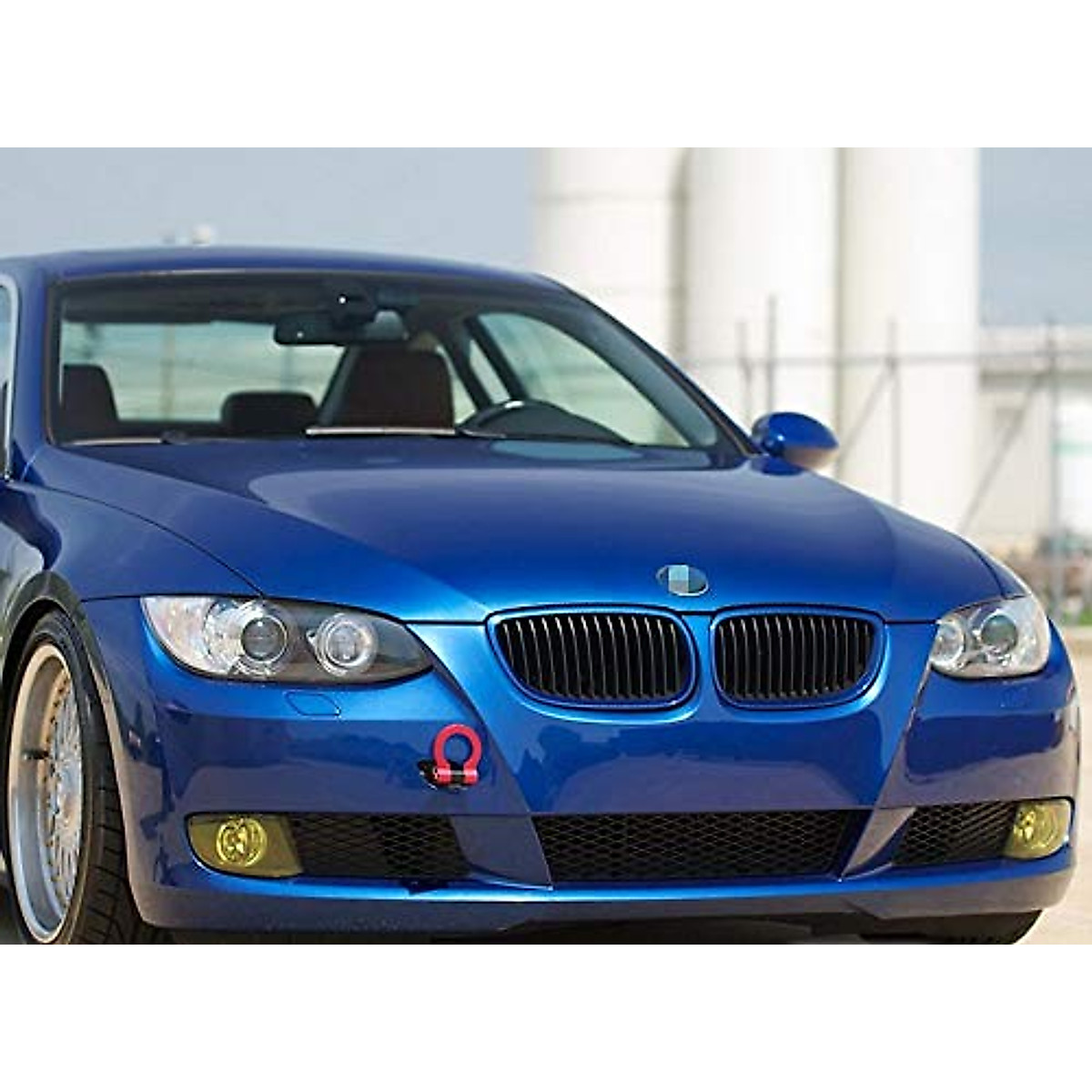 iJDMTOY Red Track Racing Style Tow Hook Ring Compatible with BMW 1 3 5 Series X5 X6 (E36 E39 E46 E90 E92, etc), Compatible with Mini Cooper (R52 R56 R57 R58 R59, etc)