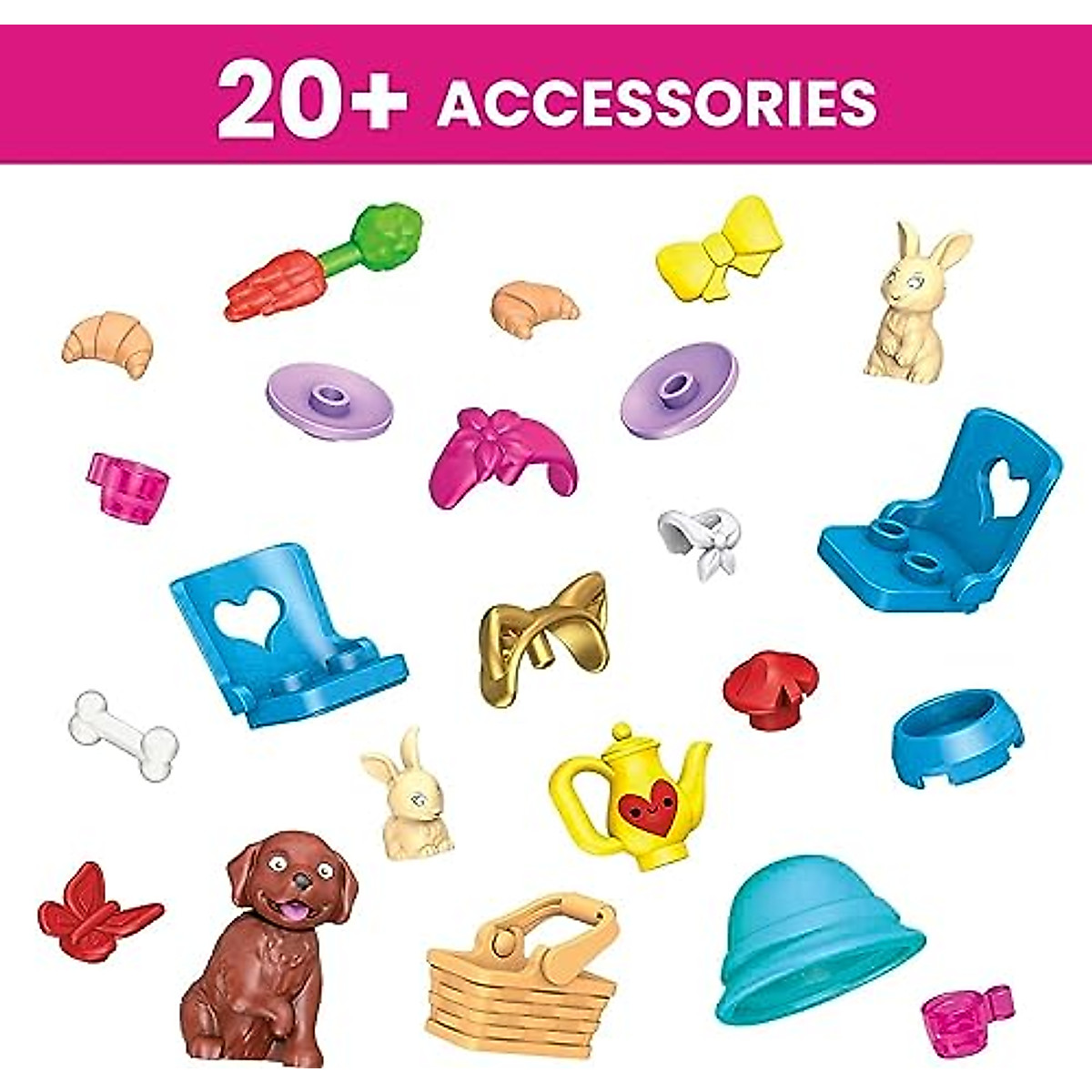 MEGA Barbie Camper Building Toy Vehicle Playset, Adventure DreamCamper with 123 Pieces, 2 Micro-Dolls, Accessories, Pets and Furniture