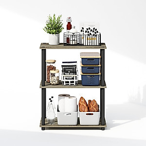 Furinno Turn-N-Tube 3-Tier Multipurpose Compact Bookcase, French Oak/Black