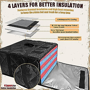 MyLifeUNIT Pizza Bag for Delivery, Thermal Insulated Pizza and Food Delivery Bag, 20" x 20" x 10.5" Pizza Warmer Bag, Holds 6 Large 18” Pizza Boxes, Hot Pizza Carrier Insulated Bags for Uber Eats/Bike