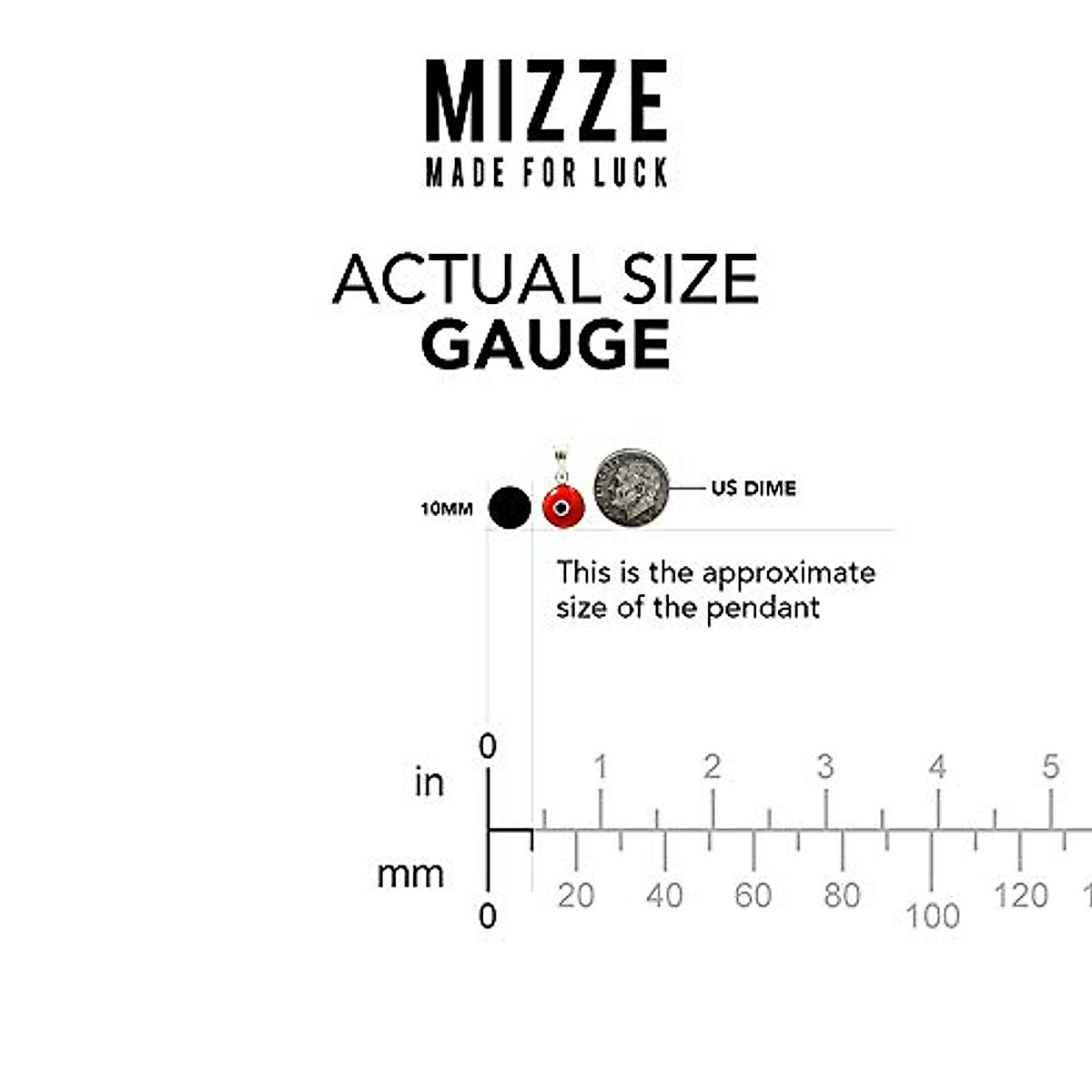 MIZZE Made for Luck White Gold Plated 925 Sterling Silver 10 MM Round Glass Turkish DIY Evil Eye Charm Pendant