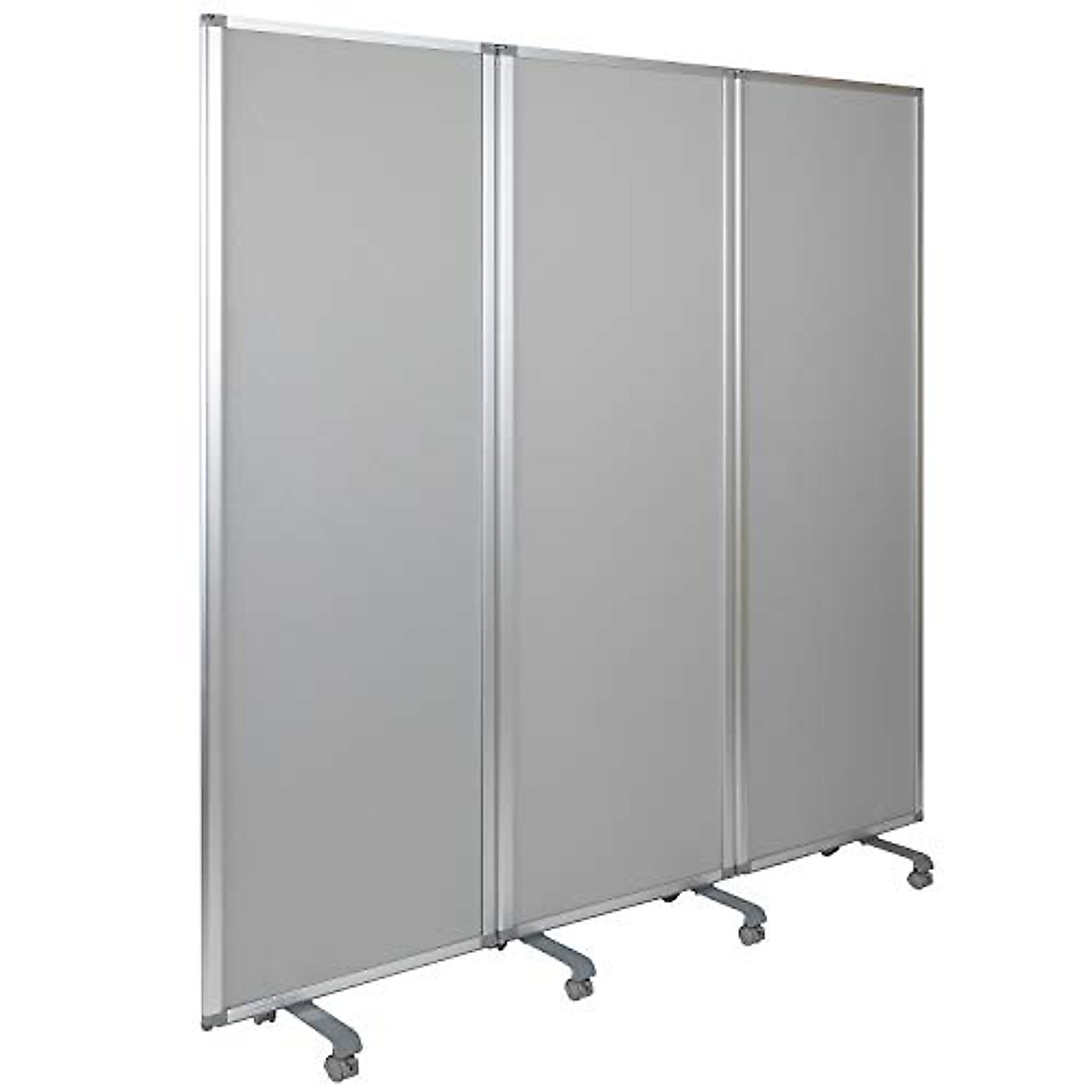 Flash Furniture Raisley Double Sided Mobile Magnetic Whiteboard/Cloth Partition with Lockable Casters, 72"H x 24"W (3 sections included)