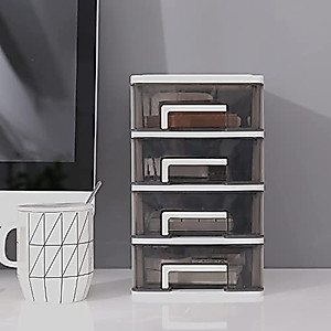 4 Drawer Plastic Storage - Plastic Storage Bins with Drawers, Desktop Storage Drawers Clear Drawers Storage Box for Home (25.2 * 21.1 * 15.2CM)