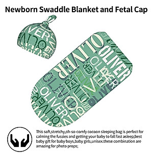 WTCWY Custom Baby Blankets for Girls Boys Personalized Baby Swaddle and Hat for Newborn Baby Girl Boy with Name Personalized Custom Baby Blankets Personalized Baby Items Girl Gifts