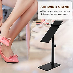 EXCEART 1 Pack Stainless Steel Shoe Display Stand, Adjustable Height Shoe Display Rack Holder Shoe Display Prop Rack Metal Shoe Display Shelf for Heel Shoe Riser Men Leather Shoe