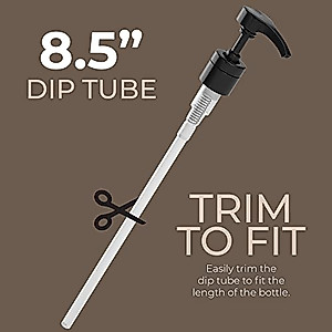 2 White Replacement Pumps for 1 Liter (33.8oz) Bottles, Shampoo and Conditioner with Extra Long Tube (Easy to Cut - to Fit Shorter Bottles)