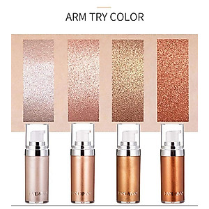 MIESCHER Body Face Luminizer Highlighter Cream Spray Liquid Bronzer Illuminator Glow Glistening Makeup Foundation Cheekbone & Blush Liquid Highlighter Bronzer Smooth Shimmer Glow Makeup(#2 Rose Gold)