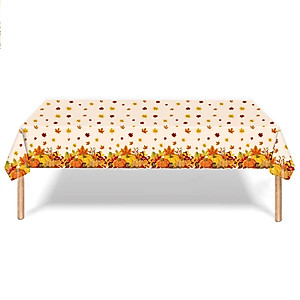 BEFANTST 3 Pieces Thanksgiving Disposable Tablecloth, 54 x 108 Inch Rectangle Waterproof Plastic Fall Thanksgiving Theme Tablecloth for Harvest Party Table Decoration