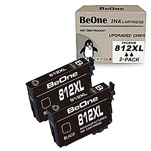 BeOne 812XL Ink Cartridge Remanufactured Replacement for Epson 812 XL 812XL T812 T812XL 2-Pack to Use with Workforce Pro WF-7820 WF-7840 EC-C7000 Printer (2 Black)