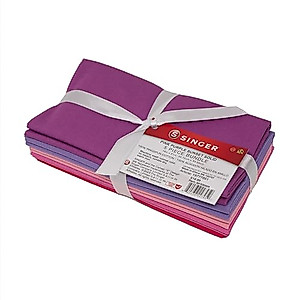 Singer Fabric, 100% Cotton, Pink Purple Sunset Solid 5Pc Bundle