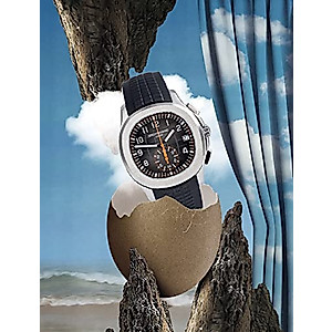 Specht&Sohne Men's Quartz Watches for Men Chronograph Display Waterproof 42mm Steel Sports Watches Luminous Rubber Strap Waterproof Analogue Wrist Watch (Blue)