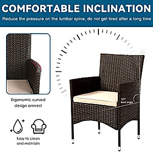 Patio Furniture Sets,Outdoor Patio Porch Furniture Set 3 Pieces PE Rattan Wicker Chairs with Coffee Table for Garden Balcony Backyard (Brown and Beige)