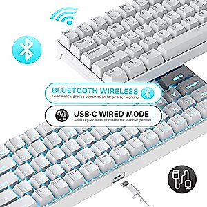 RK ROYAL KLUDGE RK68 Wireless Hot Swappable 65% Mechanical Keyboard, 68 Keys Compact BT5.0 Gaming Keyboard with Stand-Alone Arrow/Control Keys, Quiet Red Switch