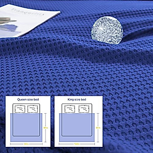 AmyHomie Cooling Blanket King Size, 100% Rayon Derived from Bamboo, Cool Summer Blanket for Hot Sleepers Soft Comfy Waffle Lightweight Blankets for All Seasons(Blue Violet, 108×90in)