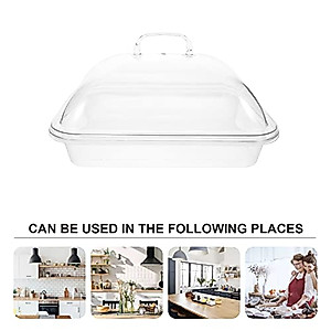 UPKOCH Acrylic Box Acrylic Cake Serving Tray with Lid Clear Rectangular Dessert Appetizer Serving Dish Platter Food Tray for Seafood Cheeses Meats Home Kitchen Party Decor Serving Tray