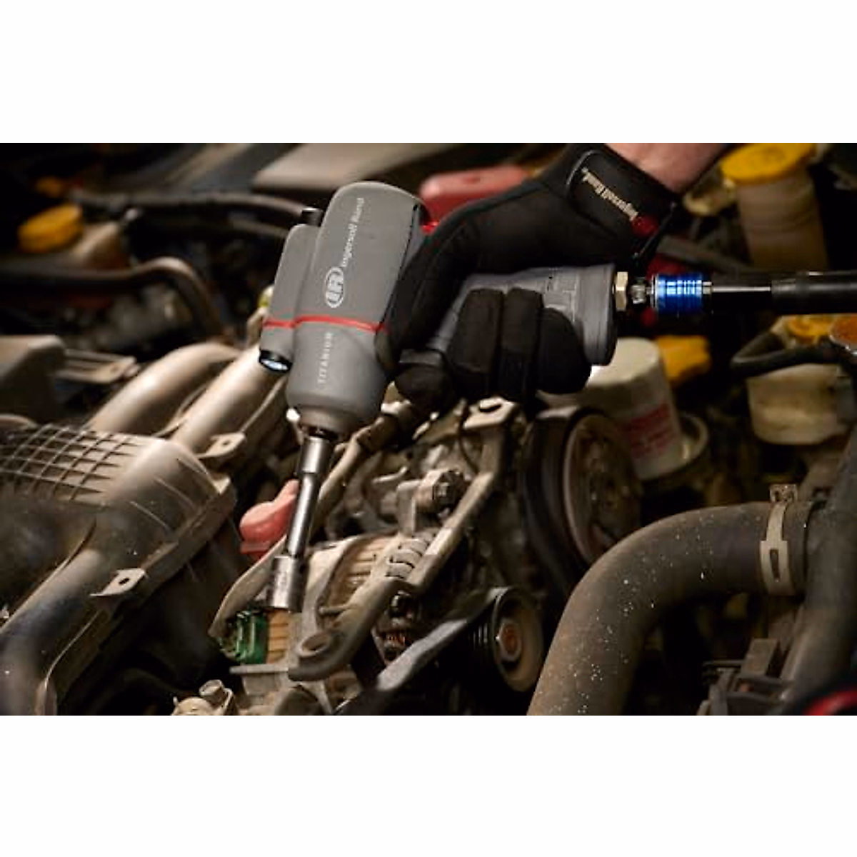 Ingersoll Rand 2115TiMAX 3/8" Air Impact Wrench, 300 ft-lbs Torque, Titanium Hammer Case, Friction Ring Retainer, Pistol