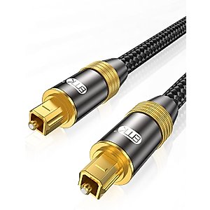 EMK Optical Audio Cable Digital Toslink Cable 24K Gold-Plated Nylon Braided S/PDIF Cable for Home Theater, Sound Bar, TV, PS4, Xbox, PlayStation (3.3Feet/1M)