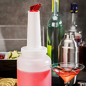 2 qt Plastic Quick Pour Storage Container Bottle - with Red Spout and Lid - Bar Storage Bottle - 4 3/4" x 4 3/4" x 13 3/4" - 1ct Box - Bar Lux - Restaurantware