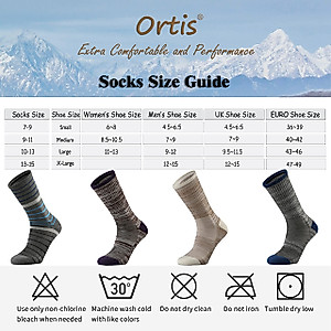 Ortis Ladies' Merino Wool Cushion Crew Socks for Women Outdoor Hiking Hike Trail Lightweight Gifts(MixColor1)