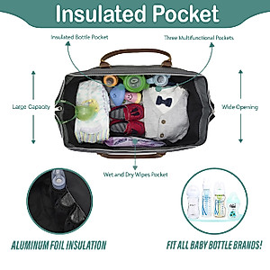 CHQEL Baby Diaper Bag, Mommy Bags for Hospital & Functional Large Baby Diaper Travel Bag for Baby Care (Grey)