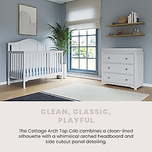 Child Craft Cottage Arch Top 4-in-1 Convertible Crib, Baby Crib Converts to Day Bed, Toddler Bed and Full Size Bed, 3 Adjustable Mattress Positions, Non-Toxic, Baby Safe Finish (Matte White)