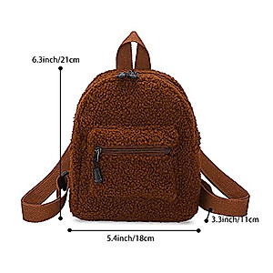 Hikuality Cute Plush Backpack Mini Shoulder Bags Casual Purse Handbags With Adjustable Shoulder Straps for Everyday Use (Brown)