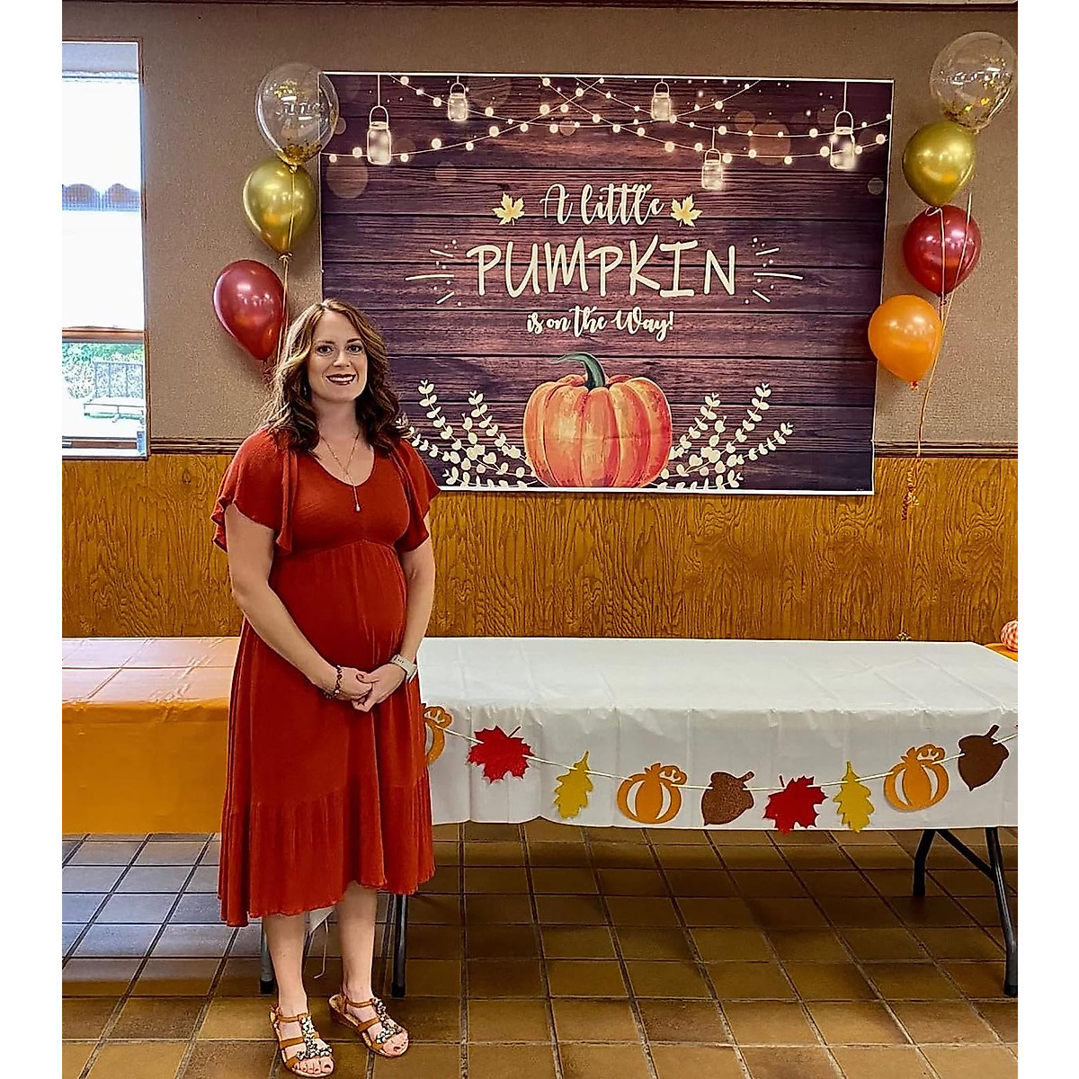 Avezano Little Pumpkin Baby Shower Backdrop Orange Pumpkin Patch Baby Shower Background Autumn Fall Rustic Boy Girl Sprinkle Baby Shower Backdrops Decorations 7x5ft