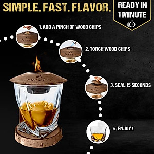 Brewise Cocktail Smoker Kit with Torch and Wood Chips, 4 Flavors - Drink Smoker Kit for Smoked Old Fashioned - Whiskey and Bourbon Smoke Infuser - Whiskey Gift For Him - (No Butane)