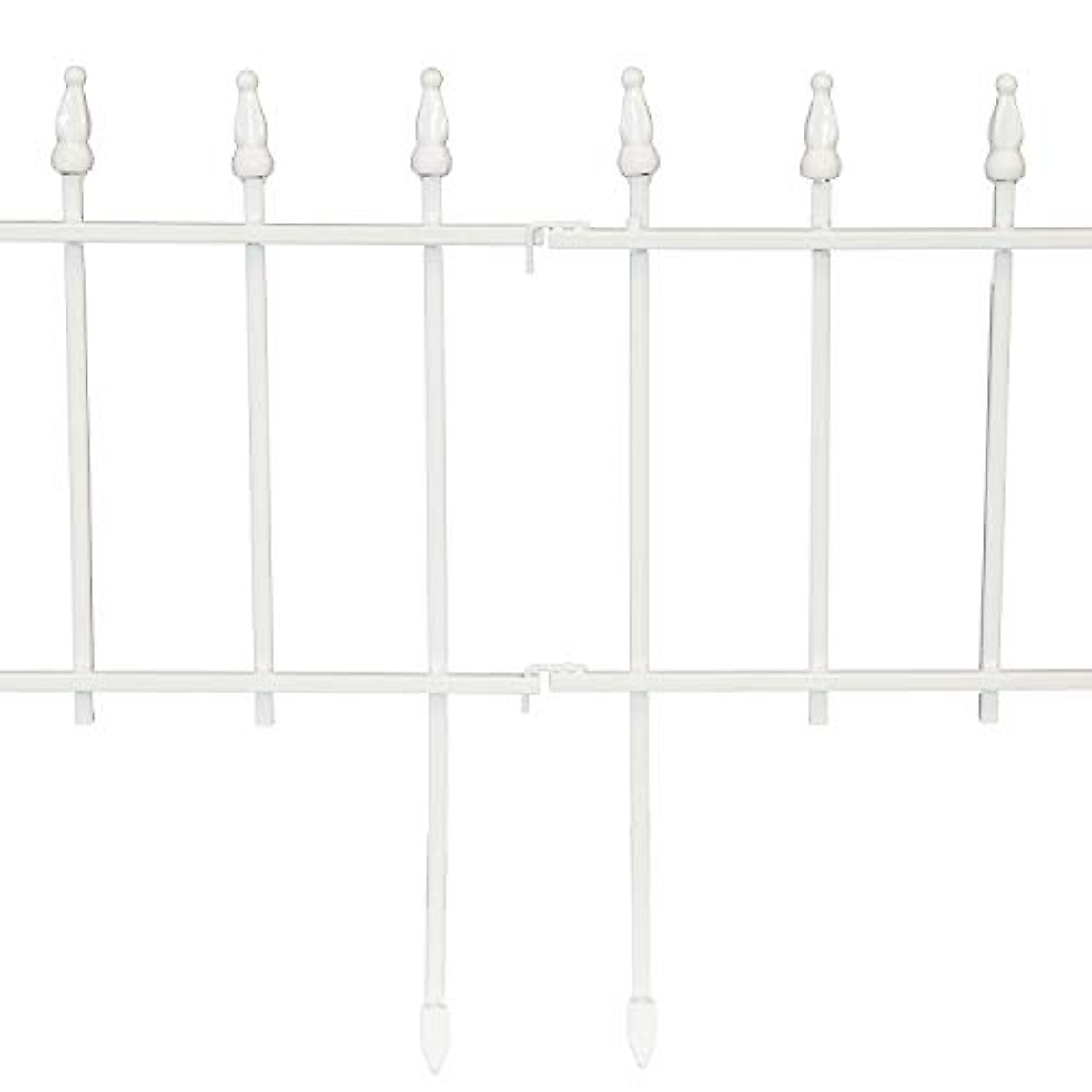Sunnydaze 5-Panel White Roman Border Fence Set - 9-Foot Overall Length - Decorative Metal Garden, Lawn, and Landscape Fencing - 22 Inches Wide x 18 Inches Tall Per Piece