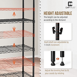 Fencer Wire NSF 2 to 4 Tier Stackable Wire Shelving Unit w/Baskets & Liner, Storage Rack Kitchen, Bathroom, Laundry Closet, Wire Shelving Basket Shelves, Storage Rack Corner Shelves, Black