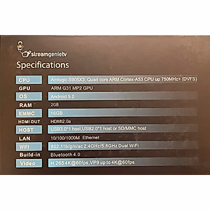 StreamGenie TV Stream Box by FreeStream, with Dual WiFi Antenna and Remote