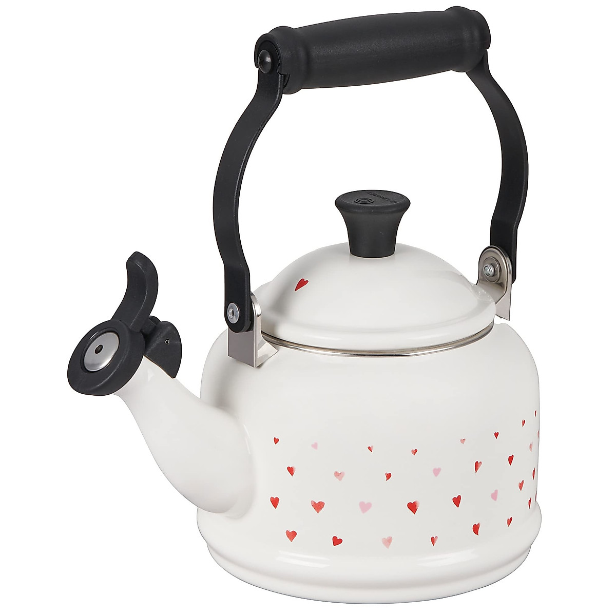Le Creuset L'Amour Collection Enamel on Steel Demi Kettle, White with Heart Applique