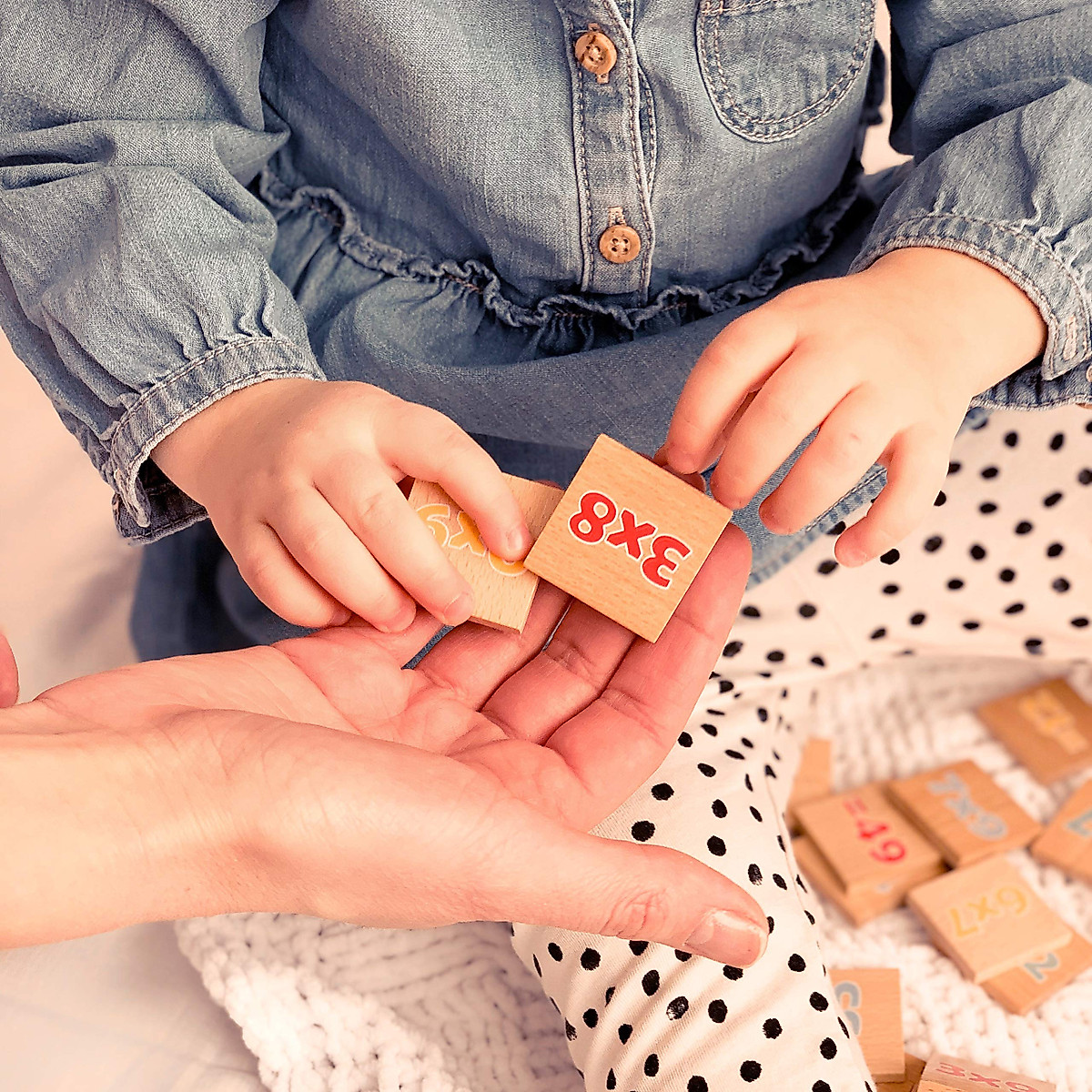 Ignite Inspire Improve Matching Game for 3 to 6 Year olds Memory Game for Boys and Girls Non Toxic Wooden Educational Toy for Toddlers Preschool Games 3-6 Age (Multiplication)